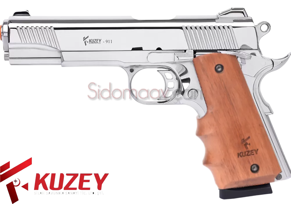 Kuzey 911 Parlak Krom Ortapedik Kabza Kurusıkı Tabanca | Sidomaav.com